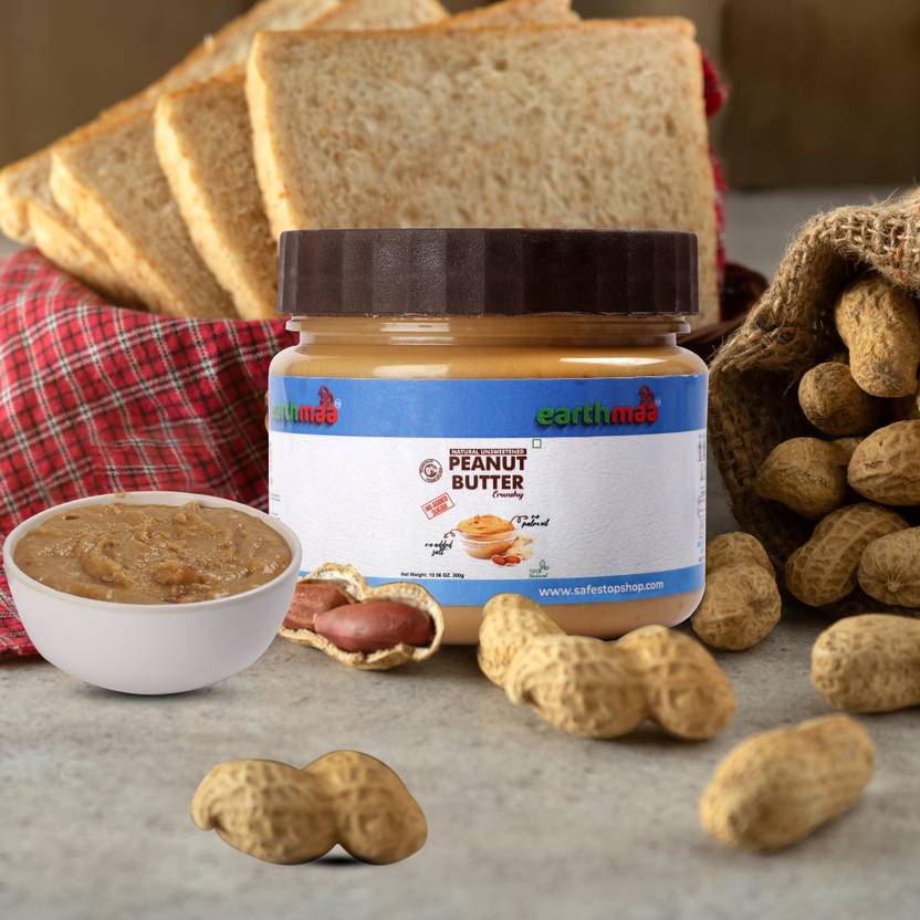 earthmaa All Natural Unsweetened Crunchy Flavour Peanut Butter 300g 300 ...