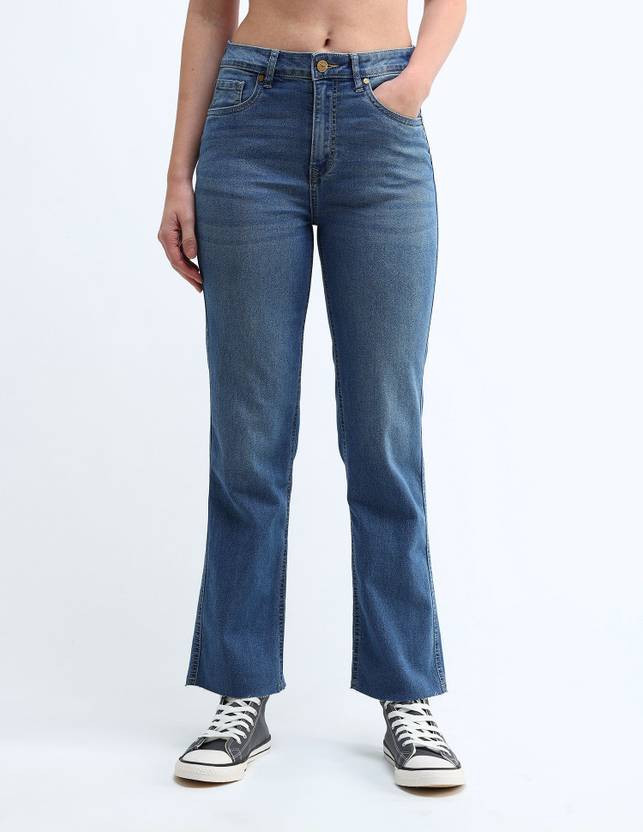 FLYING MACHINE Straight Fit Women Blue Jeans - Buy FLYING MACHINE ...