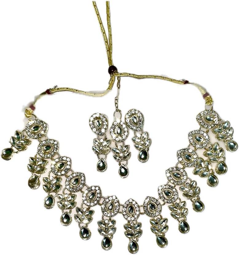 FFB Metal, Stone, Dori Silver Jewellery Set Price in India - Buy FFB ...