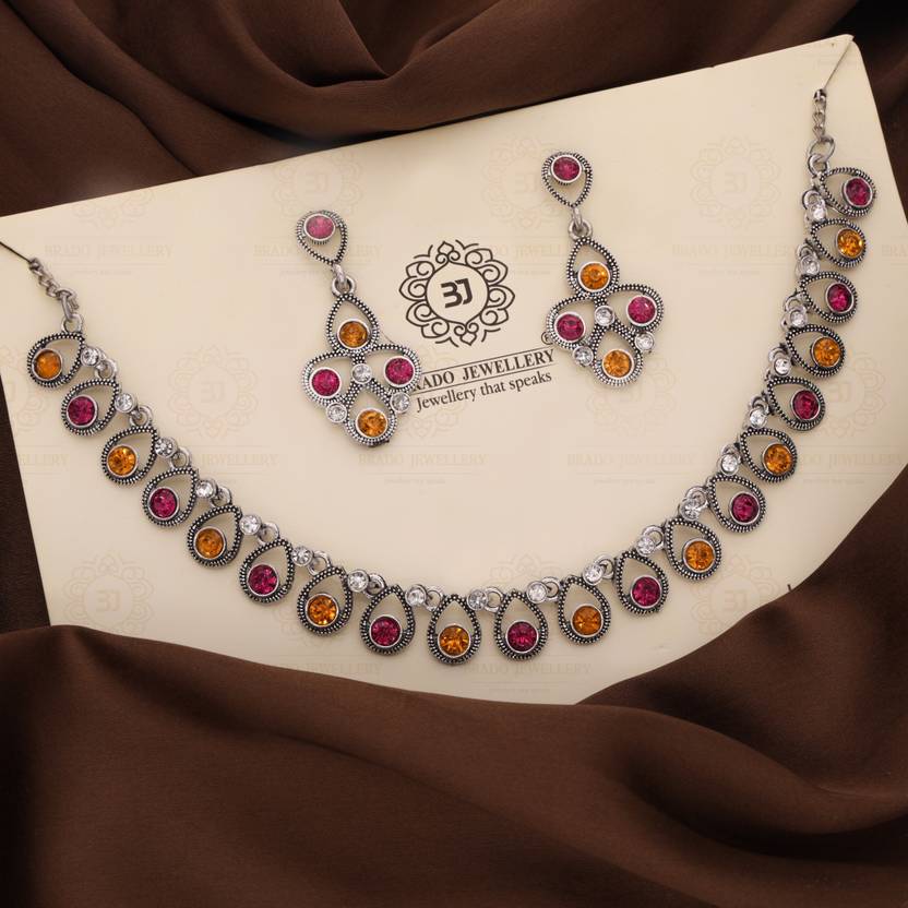 brado jewellery Brass Gold-plated Silver, Orange, Pink Jewellery Set ...
