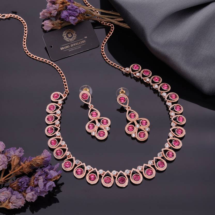 brado jewellery Brass Gold-plated Rose Gold, Pink Jewellery Set Price ...