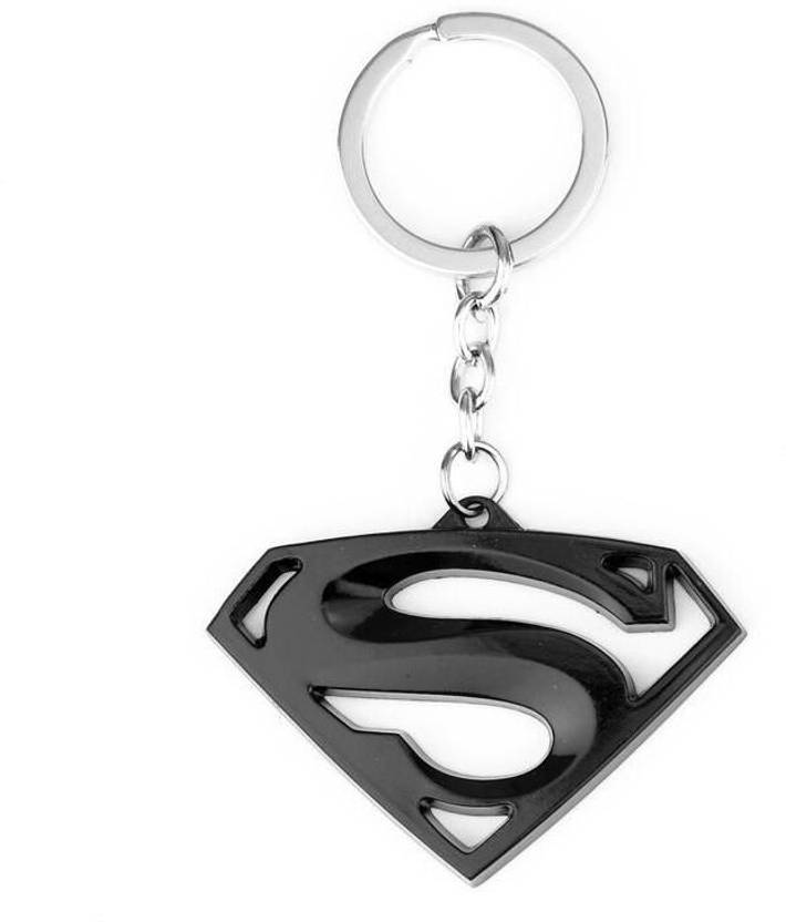 RV Mart Superman Logo Heavy Metal Keychain Black Thick for Car Men Key ...