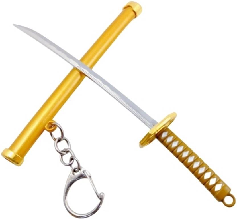 ANIKRAFT Golden Katana Miniature Sword Keychain – Decorative Metal Key ...