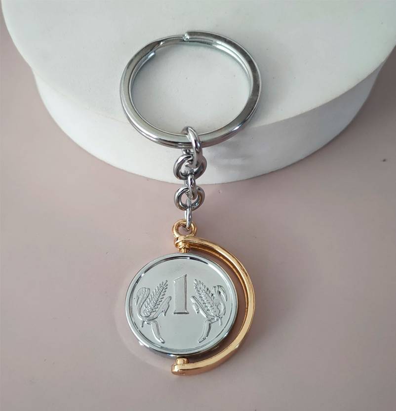 Shiv Jagdamba One Rupee Coin Rotational Symbol Bikers Jewelry Keychain ...