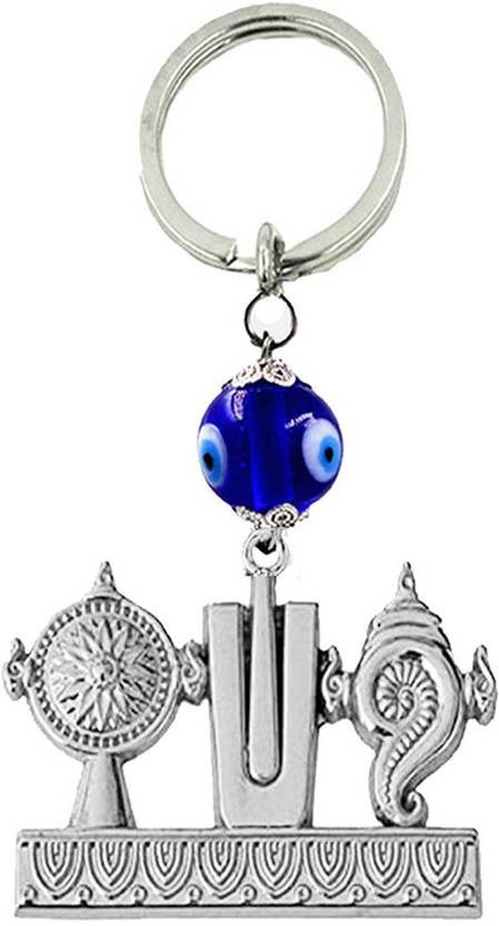 Afh Lord Tirupati Balaji Shanku Chakra Namam Evil Eye Silver Keychain