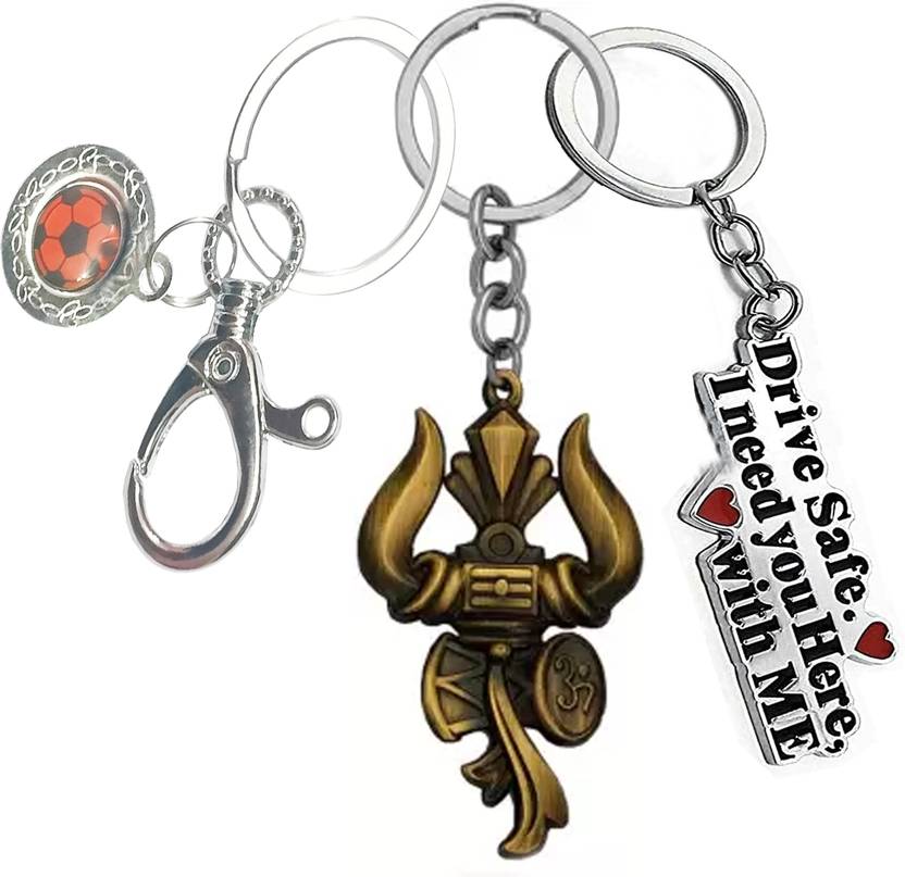 KV Fashion Lord Shiva Trishul Bead Damru & Safe Drive With Hook Metal ...