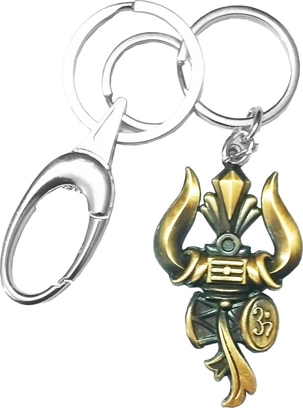 KV Fashion Lord Shiva Trishul Rudraksha Bead Damru Metal Keychain With ...