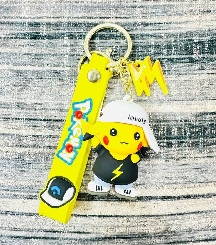 BlissBits New-PVC Rubber Pokemon-Pikachu Keychain with Strap ...