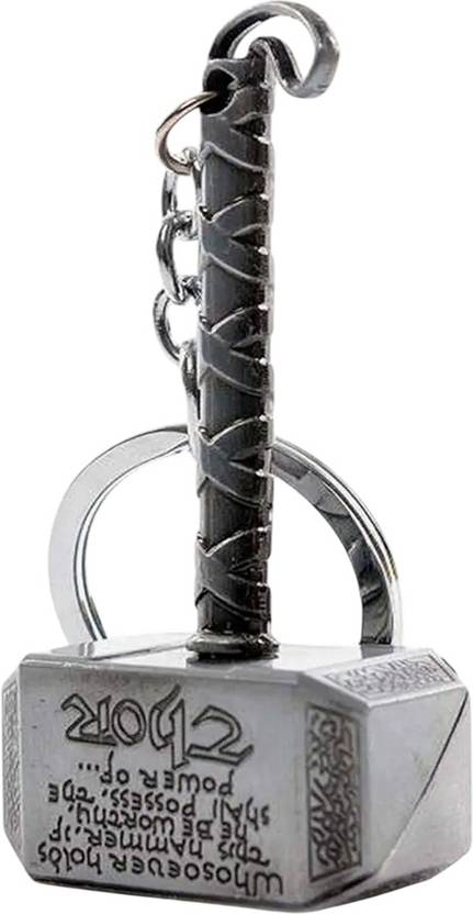 TheShinyPicks Thor Metal Hammer Silver Keychain Thor Mjölnir Key Chain ...