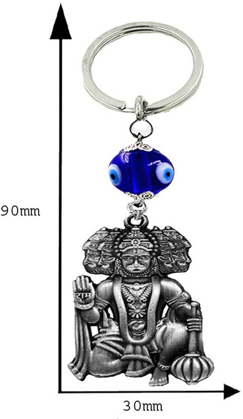 AFH Lord Panchamukhi Hanuman Evil Eye Grey Keychain for Men and Women ...