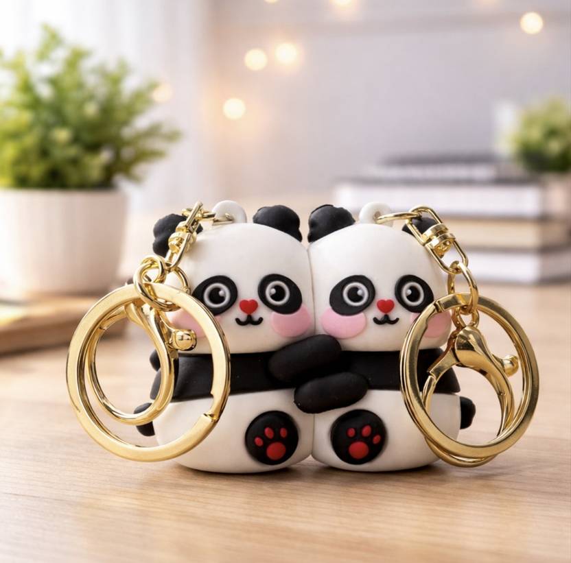 gadgetschroma Cute Panda Huahua Magnetic Couple Keychain B2 Key Chain ...