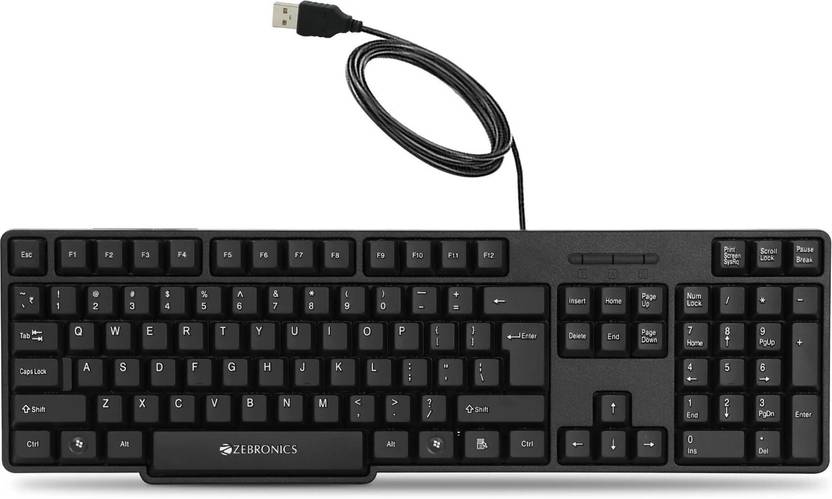 ZEBRONICS Zeb-K20 Wired USB Standard Desktop Keyboard Compatible with ...
