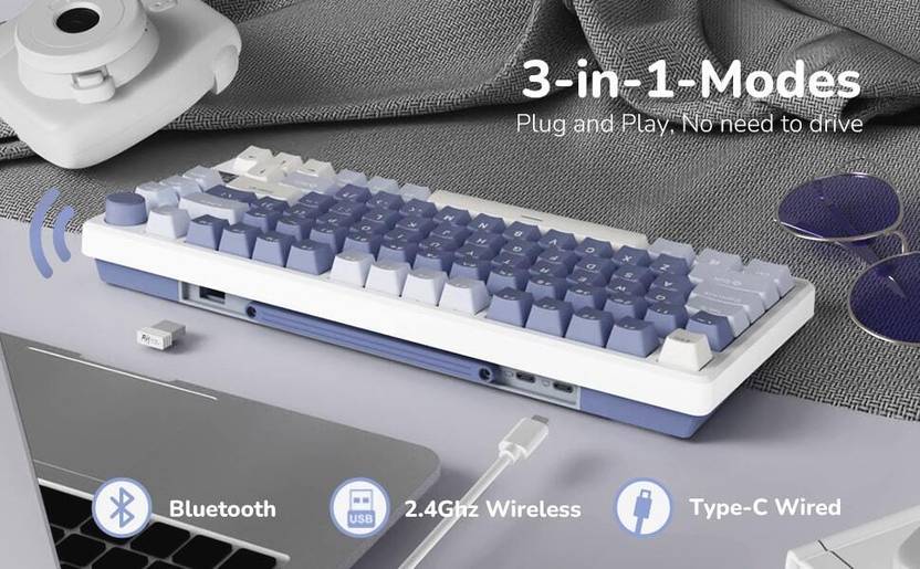 RK ROYAL KLUDGE RK M75 Bluetooth, Wireless Laptop-size Gaming Keyboard ...