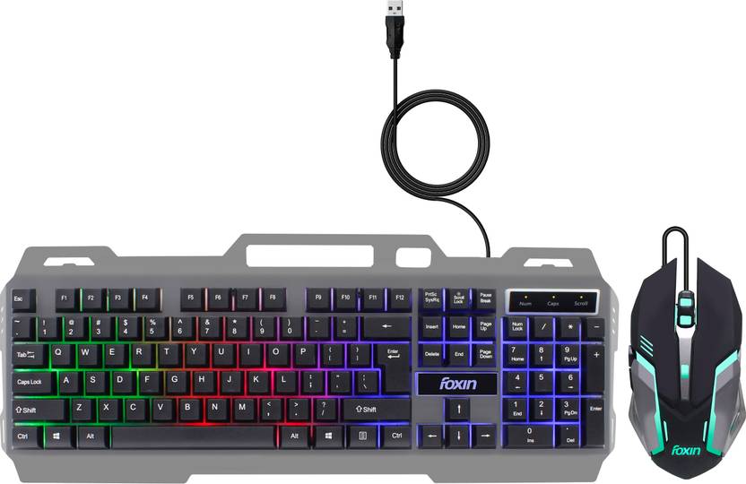Foxin Thunder Gaming Keyboard Mouse Combo Wired with Rainbow LED ...
