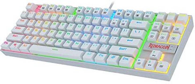 Redragon Kumara K552 RGB White Blue Switch Wired USB Handheld Gaming Keyboard Compatible with ...