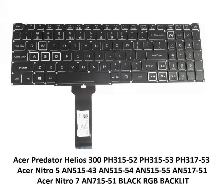 ROTECH SOLUTIONS COMPATIBLE KEYBOARD FOR Acer Predator Helios 300 PH315 ...