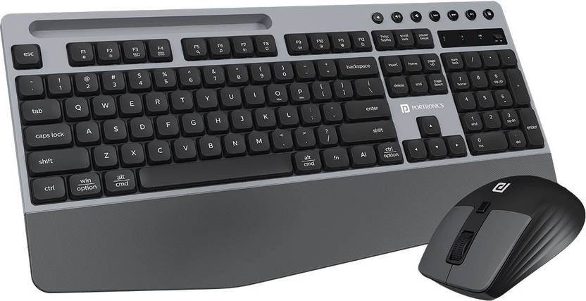 Portronics Key10 Combo Wireless Keyboard & Mouse, Wrist Rest, Media ...