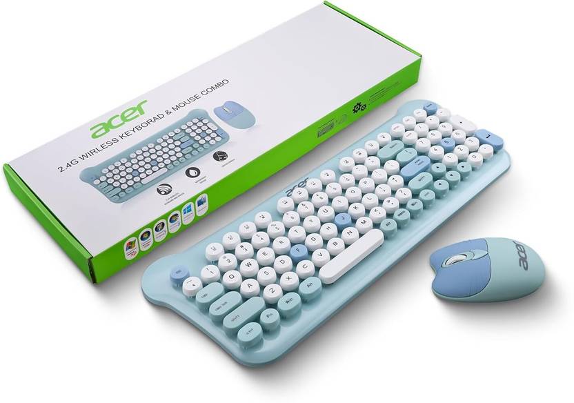 Acer CUTEO 2.4GHz Keyboard & Mouse Combo Wireless Standard Multi-device ...