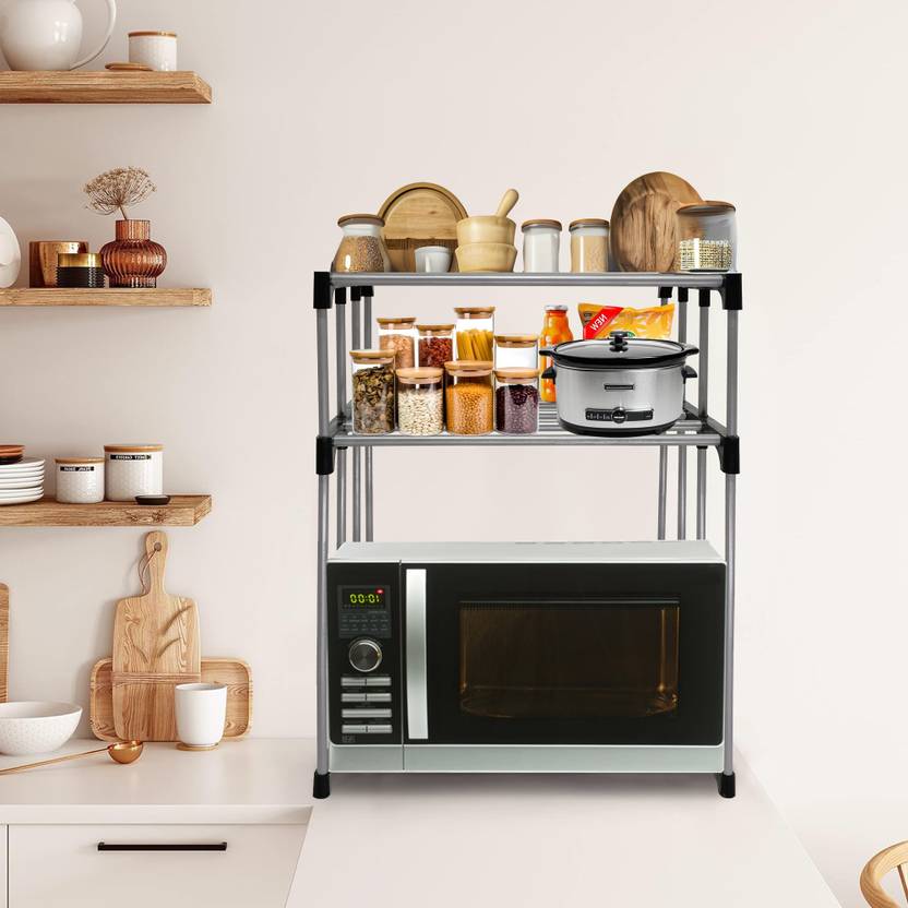 GlowSilk Microwave Stand Carbon Steel Kitchen Trolley Price in India ...