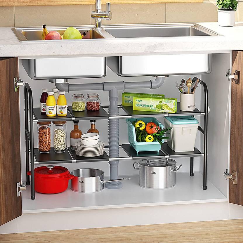 Keekos Containers Kitchen Rack Iron Under Sink Organizer,2 Tier ...