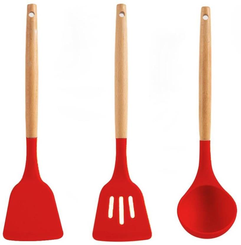 ZEQON Red Color Premium Silicone Spatula Non Stick pan, Spatula Set for ...