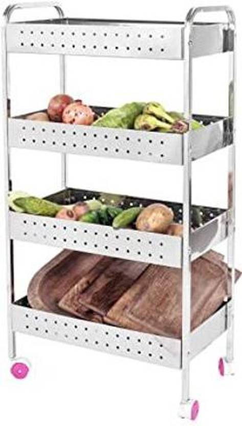 DEVRSHREE 4 Layer Stainless Steel Folding Onion Potato Trolley With ...