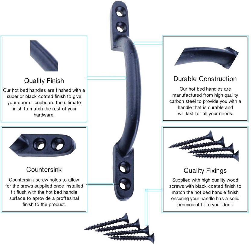 Screwtight 6 In. D Cabinet Handle, Black Door Handle, Drawrer Handle ...