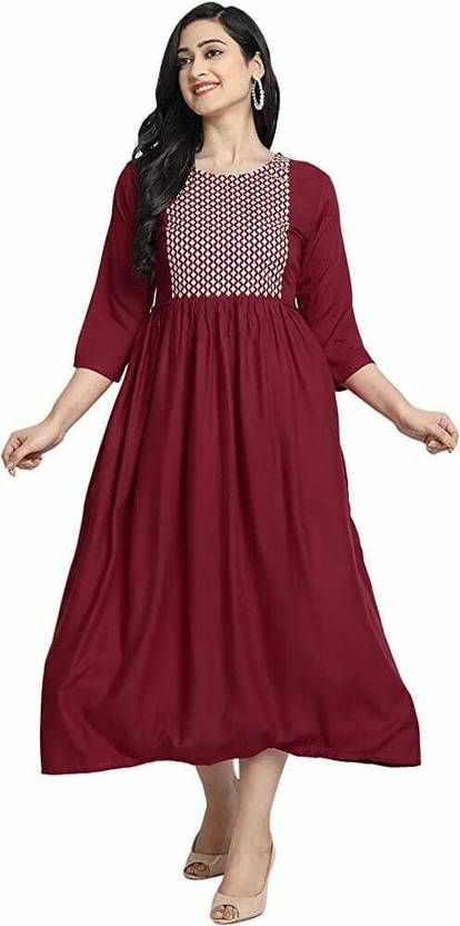 ilkj Women Embroidered A-line Kurta - Buy ilkj Women Embroidered A-line ...