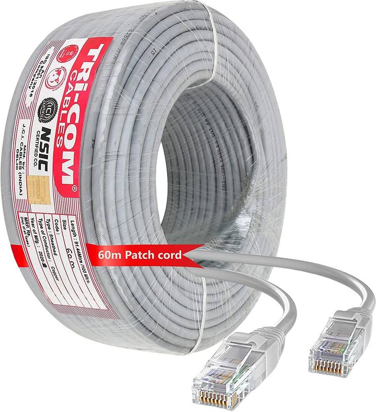 TRICOM Pure Copper 60 Meter (200ft.) CAT6 Ethernet/LAN Cable - 650MHz ...