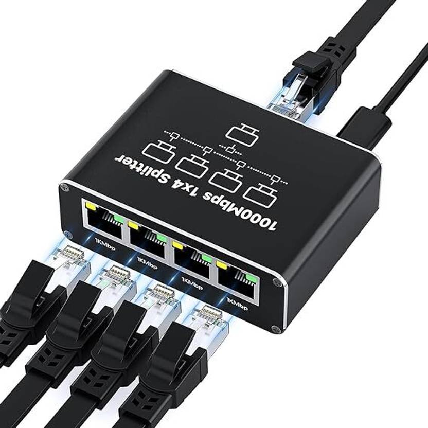 RuhZa 1gb high speed ethernet splitter is 1000Mbps Wired Ethernet Lan ...