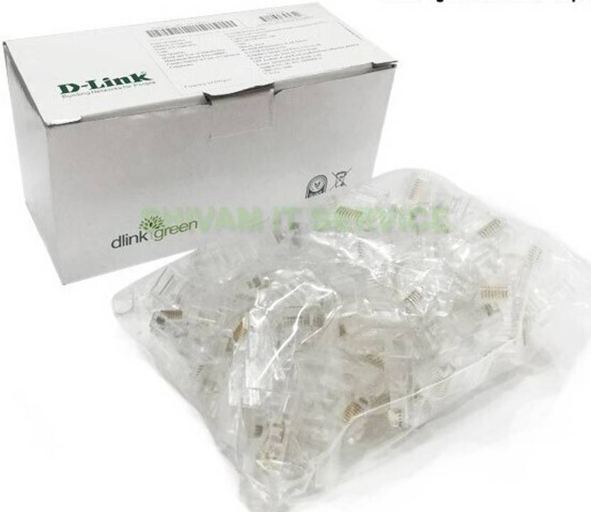 Dlink RJ-45 Network Connector (100 Pcs Pack) Lan Adapter Wired Ethernet ...