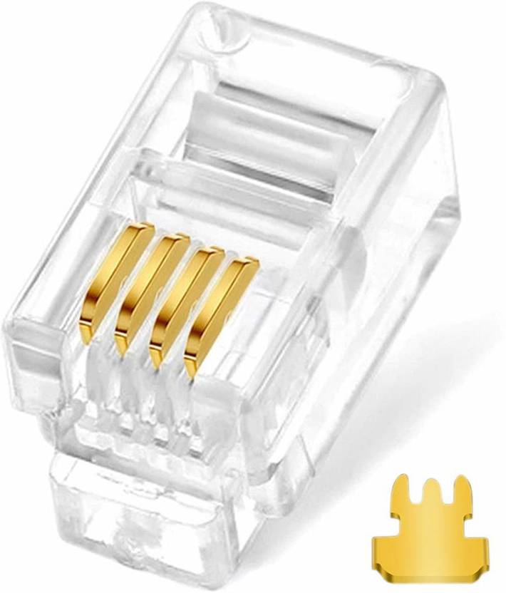 FENTICO 4P4C RJ9/RJ10/RJ22 4P4C Crimp Connector for Phone Handset Cord ...