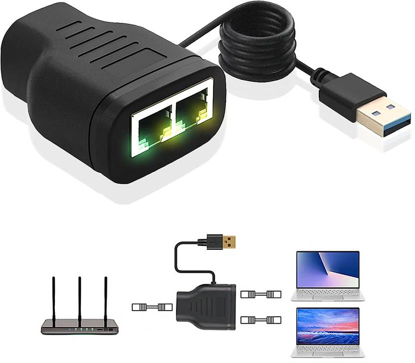 HASTHIP Ethernet Splitter, USB Powered 1 to 2 RJ45 Ethernet Splitter ...