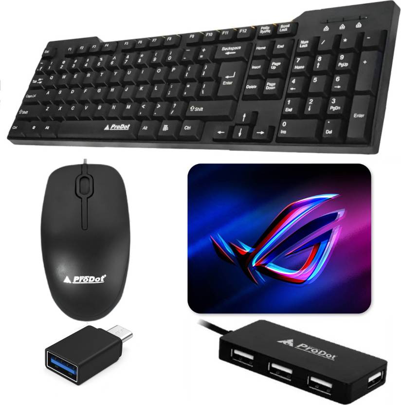 Henture Keyboard and Mouse Combo with USB Hub, C-Type OTG Cable, and ...