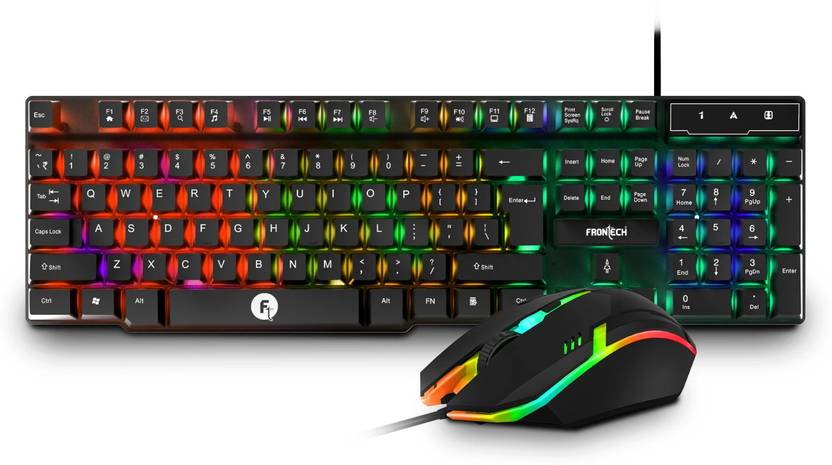 Frontech Kb 0040 Wired Gaming Combo Keyboard And Optical Mouse Rgb Backlight 104 Keys Combo