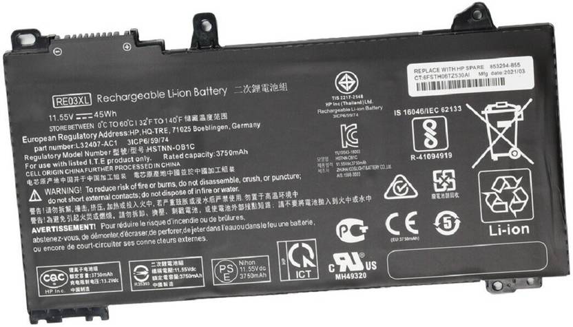 XIRIXX ™ RE03XL Battery for HP ProBook 430 G6, 440 G6, 445 G6, 450 G6 ...