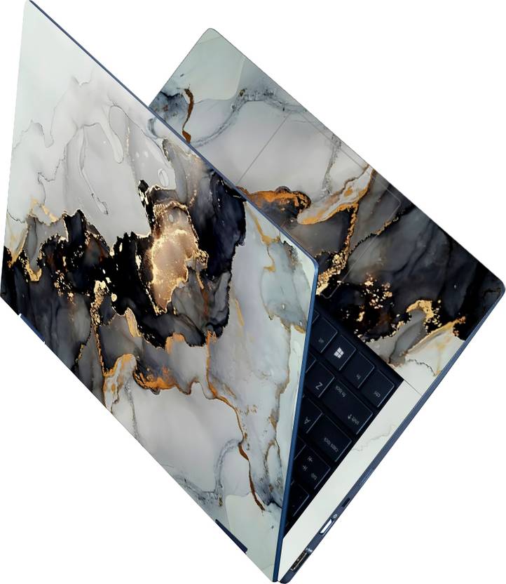 Anweshas Full Body Laptop Skin Fits Size Upto 15.6 Inches - Black Grey ...