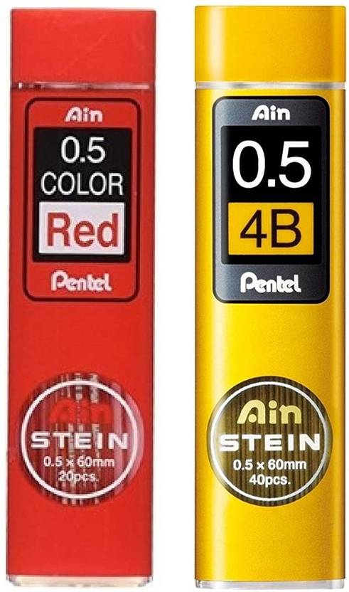 PENTEL Mechanical Pencil Lead, Ain Stein, 0.5mm, C275(4B & RED) Lead ...