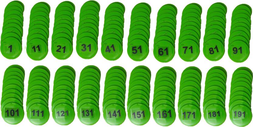 MOREL PLASTIC TOKEN / COINS WITH NUMERIC NUMBERS 1 TO 200, (PACK 1) 200 ...