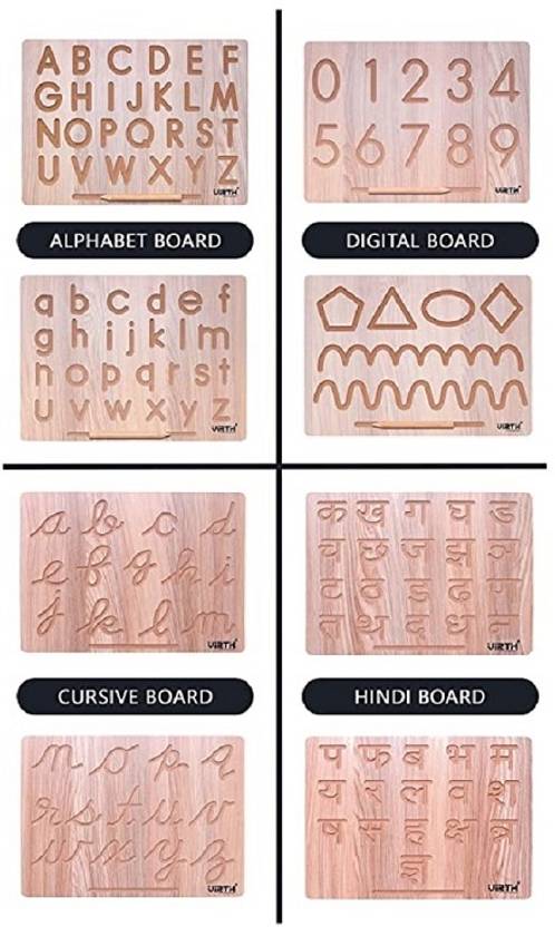 Virth Alphabet & Number And Cursive & Hindi Alpha Board With Dummy ...
