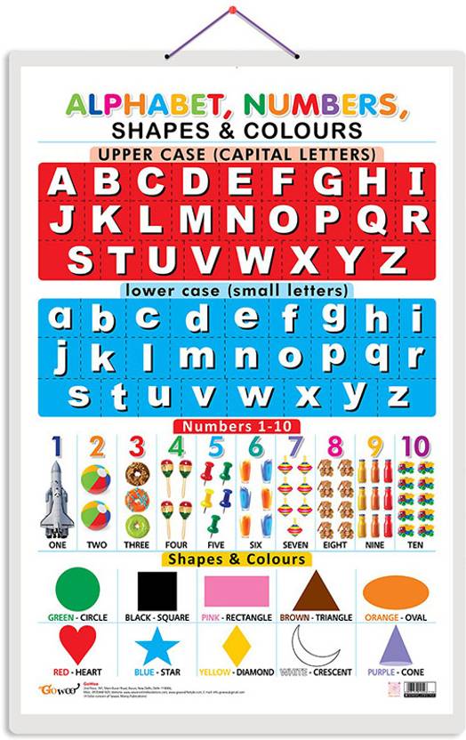 Alphabet, Numbers, Shapes & Colours 1 Early Learning Educational Chart ...