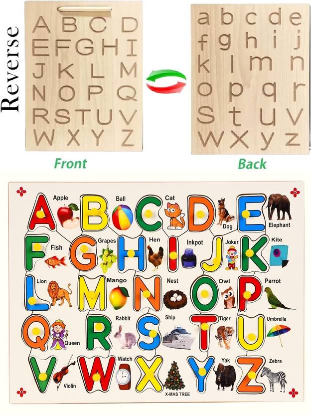 jaraglobal Wooden Capital Letter English Alphabets Puzzle with Small ...