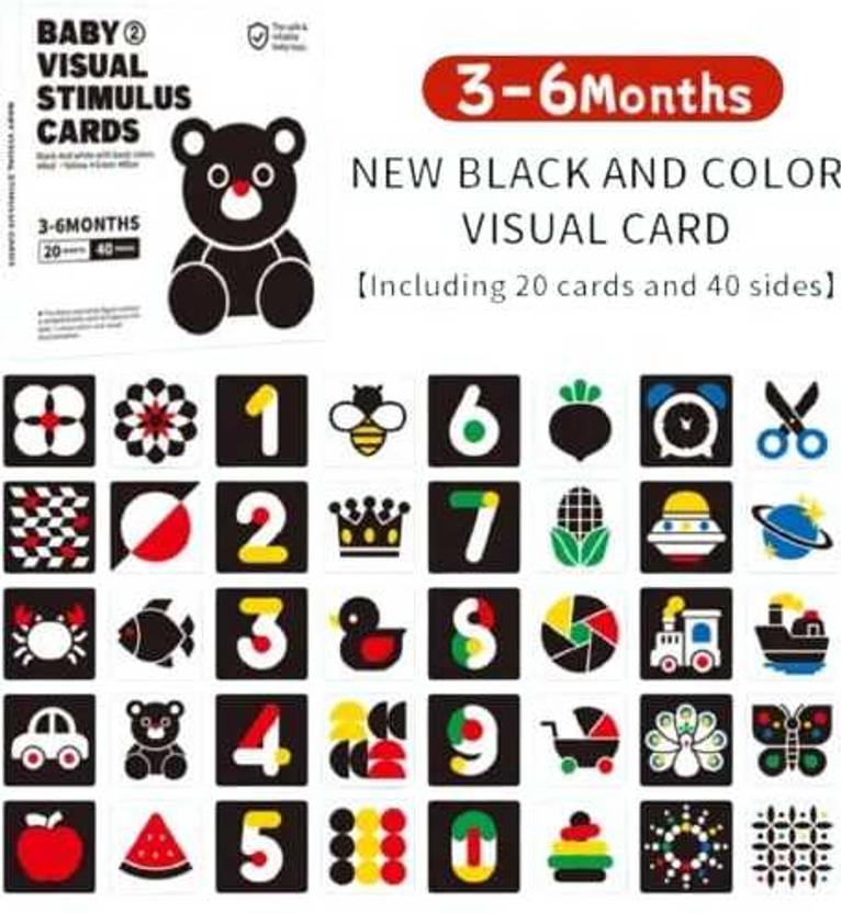 kidzoie Baby Visual Stimulation Flash Cards Color Black White High ...