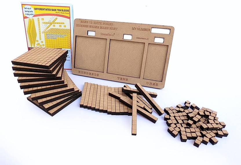 StepsToDo Wooden Base Ten Blocks Kit with Place Value Mat (130 pieces ... StepsToDo Wooden Base Ten Blocks Kit with Place Value Mat (130 pieces ...