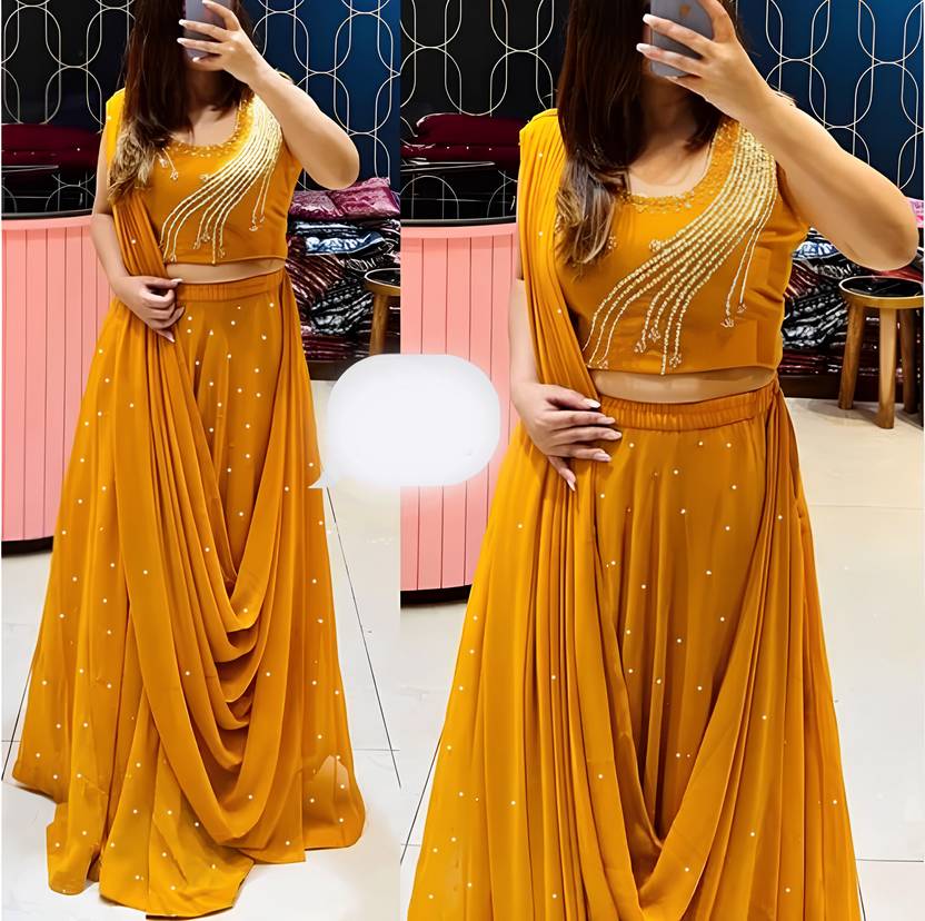 balaji textiles Embroidered Semi Stitched Lehenga & Crop Top - Buy ...