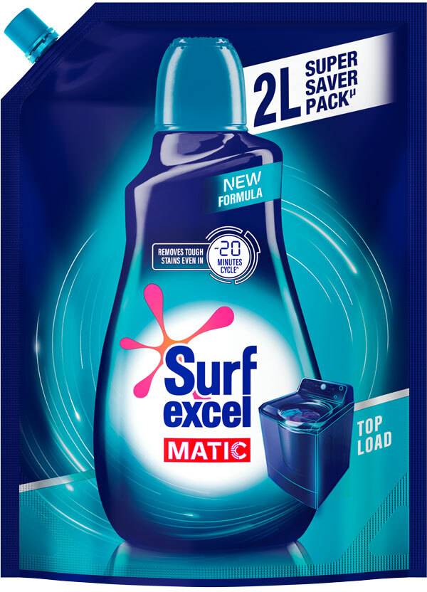 Surf excel Matic Top Load Liquid Detergent 2L Refill pouch, Remove ...