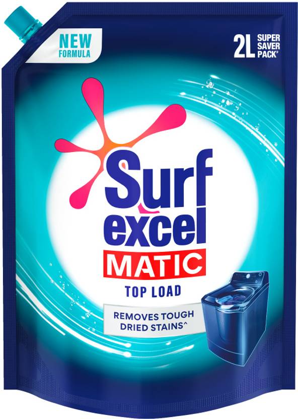 Surf excel Matic Top Load Liquid Detergent 2L Refill pouch, Remove ...