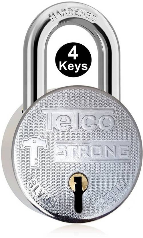 Indora Round 65mm Steel Shackle Lock 3 Keys 7 Lever Locks for main door ...