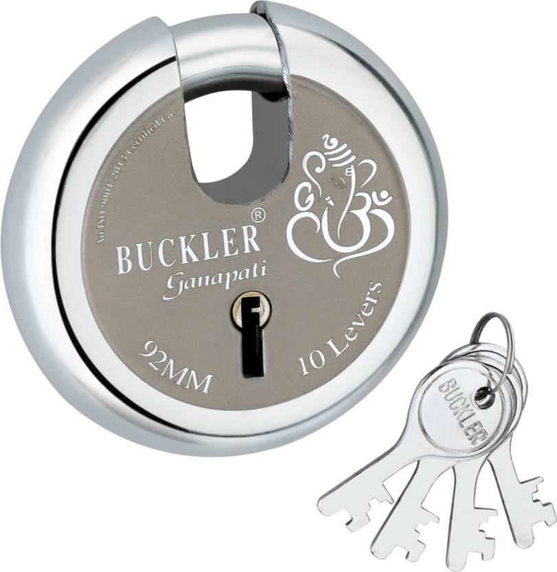 BUCKLER Iron-Steel 92MM,10 Lever-4 Key Shutter lock for Shop,Godown ...