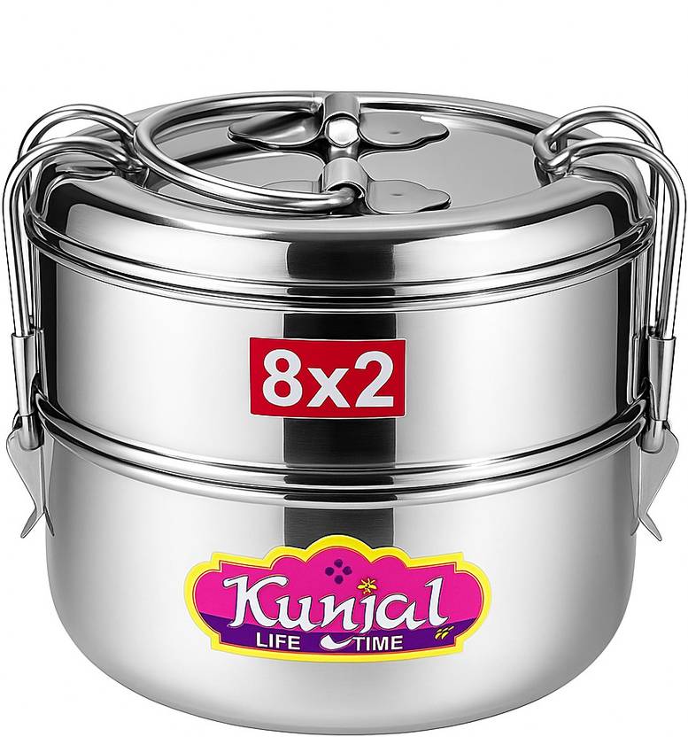 Flipkart.com | Kunjal 8x2 Clip Lock 2-Tier Lunch Box Leak-Proof & Durable for Office/School 2 ...